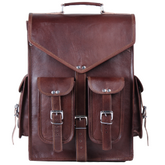 Genuine Vintage Buffalo Leather Unisex Backpack Rucksack Bag Men Women