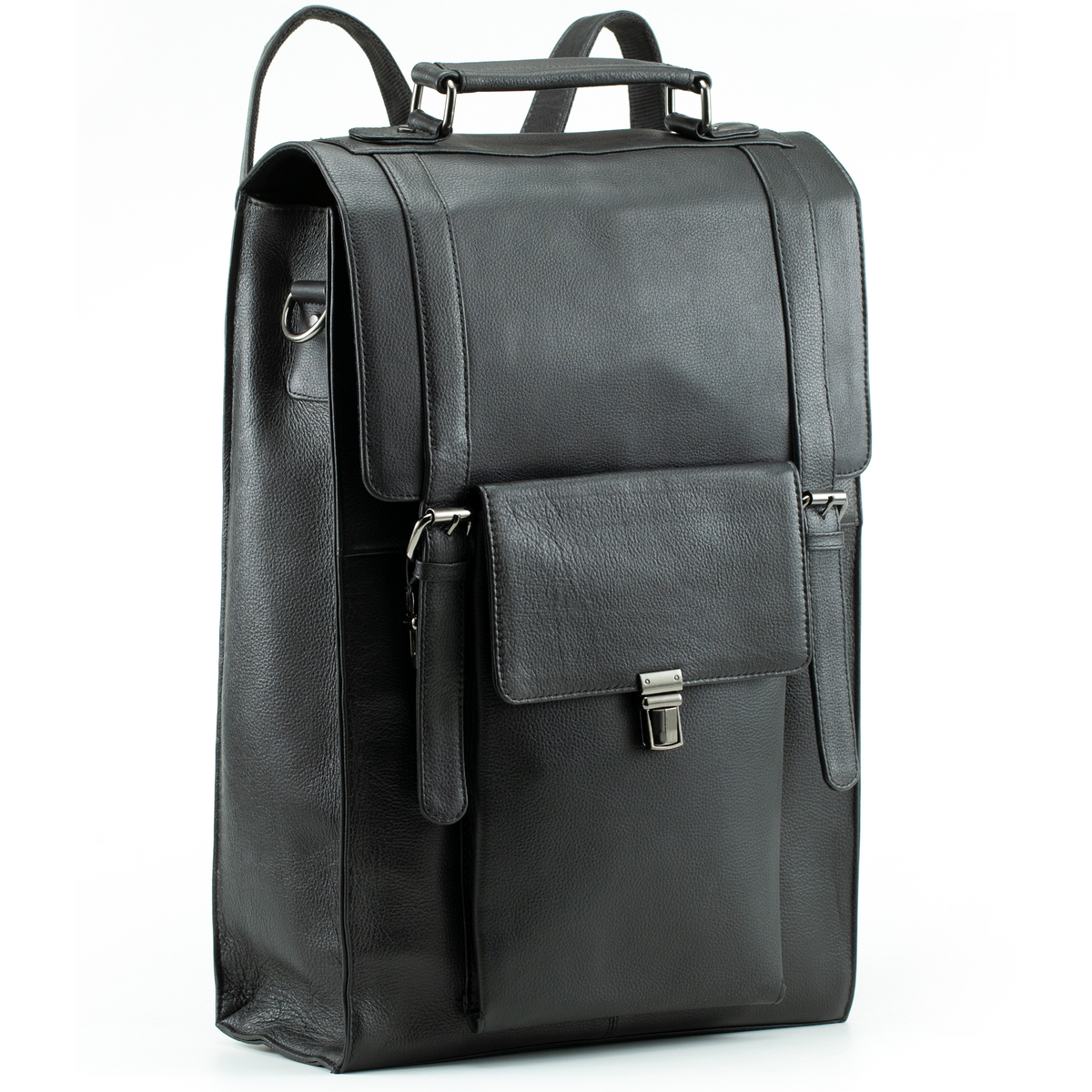 Edward Convertible Black 17" Leather Backpack By Handmade World ...
