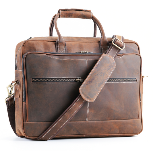 The Vintage Vanguard 17" inch Leather Briefcase By Handmade World ...